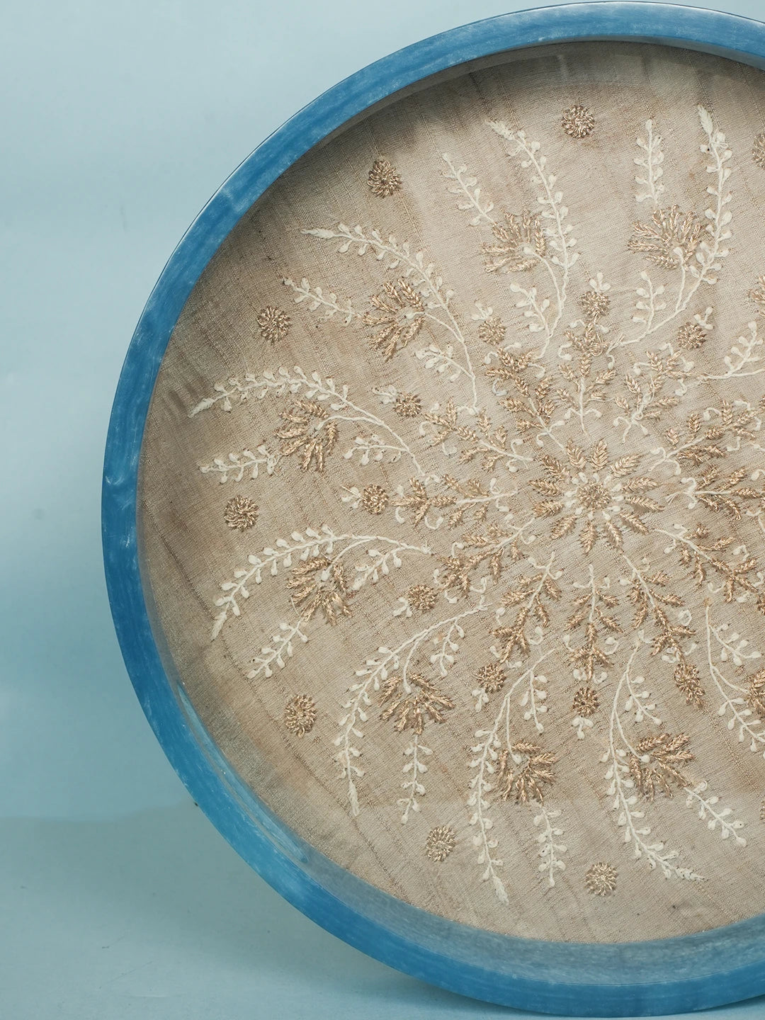 Ada Fawn Silk Lucknowi Chikankari Tray With Zari Work 01A565212 – Ada ...