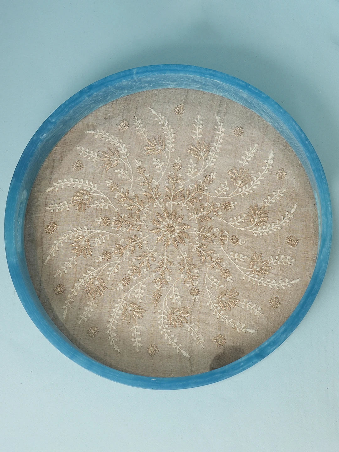 Ada Fawn Silk Lucknowi Chikankari Tray With Zari Work 01A565212 – Ada ...