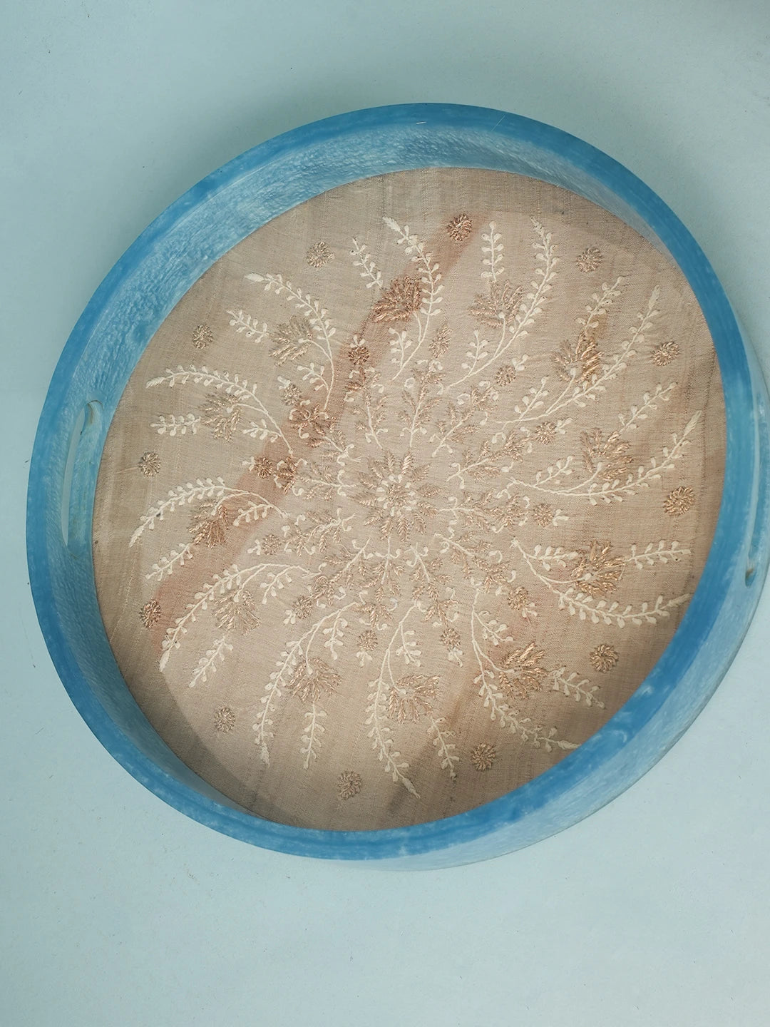 Ada Fawn Silk Lucknowi Chikankari Tray With Zari Work 01A565212 – Ada ...