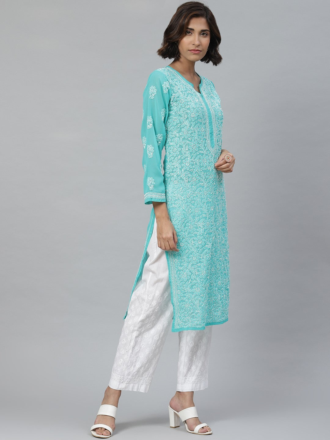 Ada Hand Embroidered Lucknowi Kurta & Palazzo – Ada Chikan