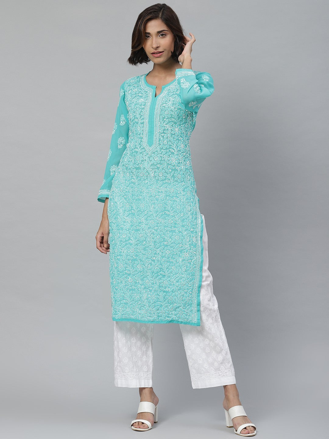 Ada Hand Embroidered Lucknowi Kurta & Palazzo – Ada Chikan